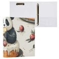 Cute Panda Eating Cakes Leaves Strawberries Round Ring Binder 3 Rings 1 ...