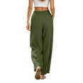 Ashyfjp Casual Bottoms for Women Solid Wide-Leg Pants Center Button ...