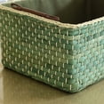 Baskets Woven Maize Storage Bins Set of 3, (Green,Rectangular ...