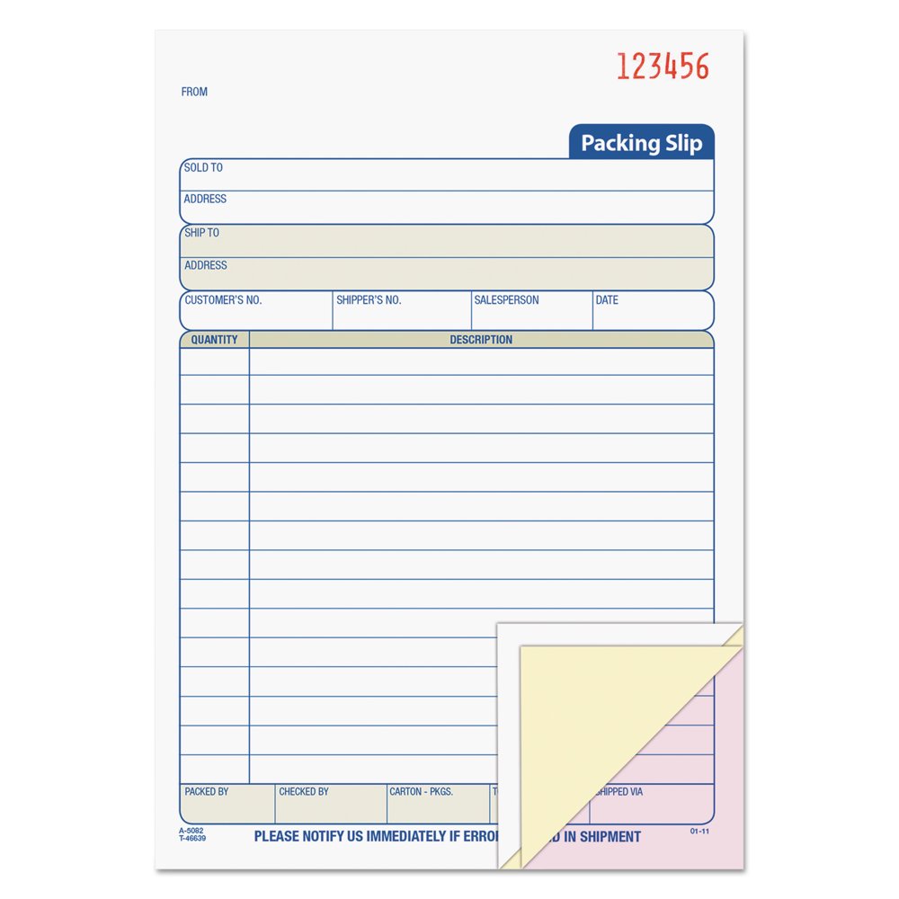 TOPS Packing Slip Book, 5 9/16 x 7 15/16, Three-Part Carbonless, 50 ...