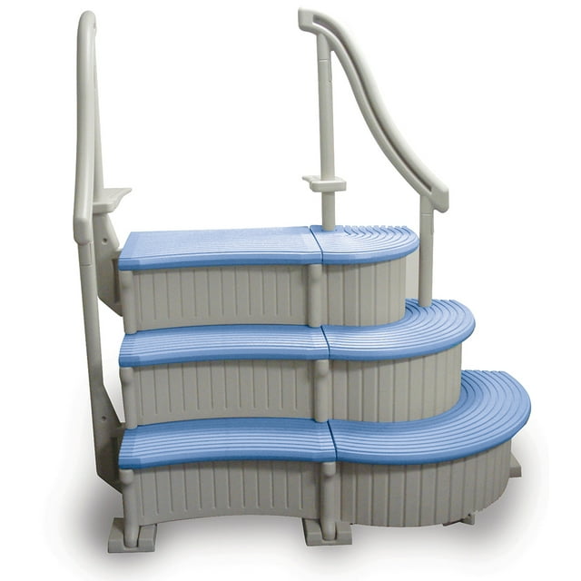 Confer Curve Complete System Inground Swimming Pool Steps with Blue ...