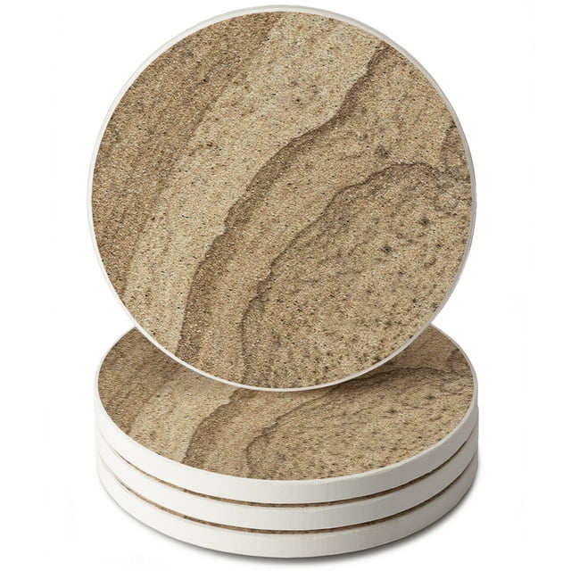 CounterArt "Sandstone" Tan Round Single Image Absorbent Stone Coaster 4 ...