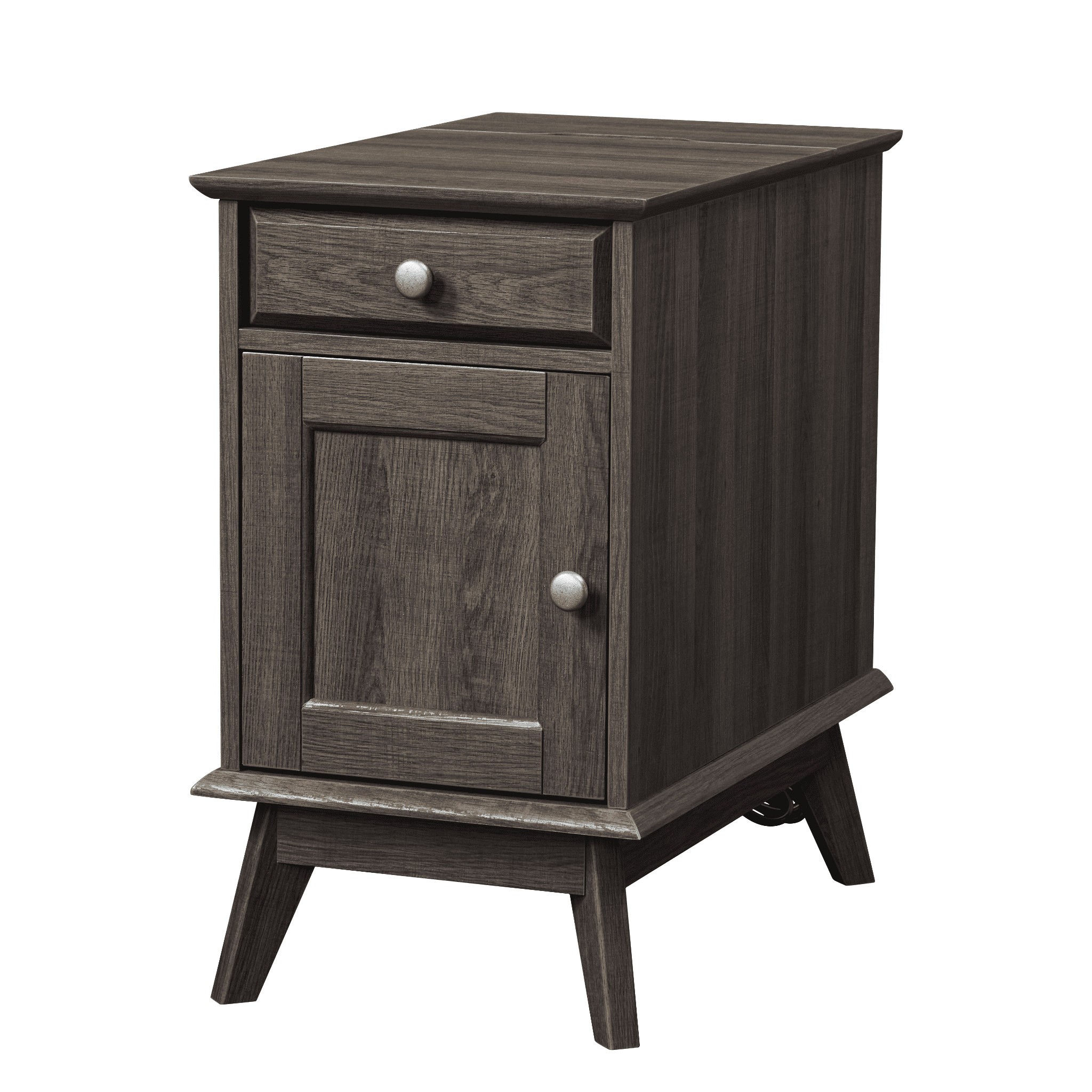 KOWO Wooden Storage End Table with Drawer and Cabinet, Smoky Oak ...