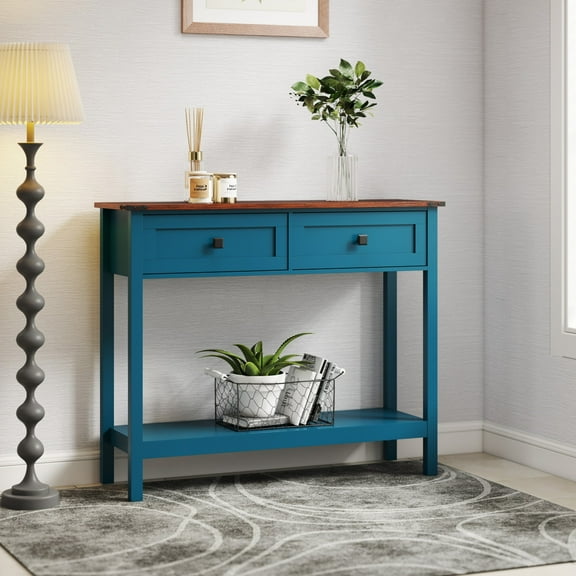 Noble House Jemima 40" Console Table, Pine Wood Frame with Storage ...
