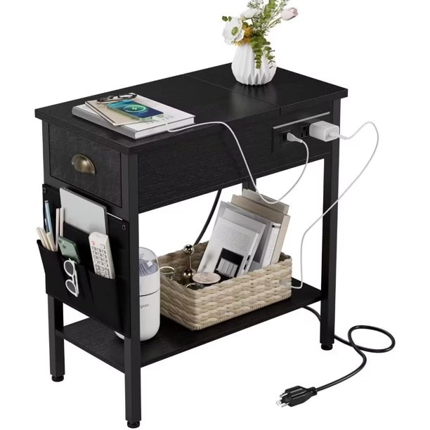 End Table with Charging Station, Side Table with USB Ports and Outlets ...
