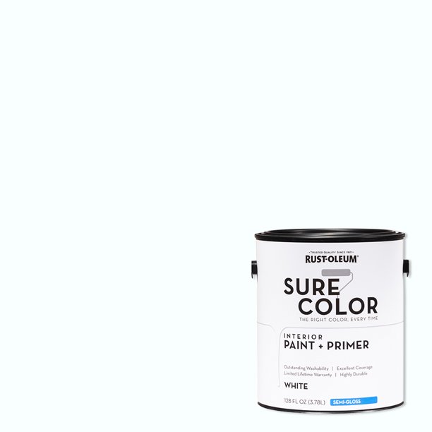 Rust-Oleum Sure Color White, Interior Paint + Primer, Semi-Gloss Finish ...