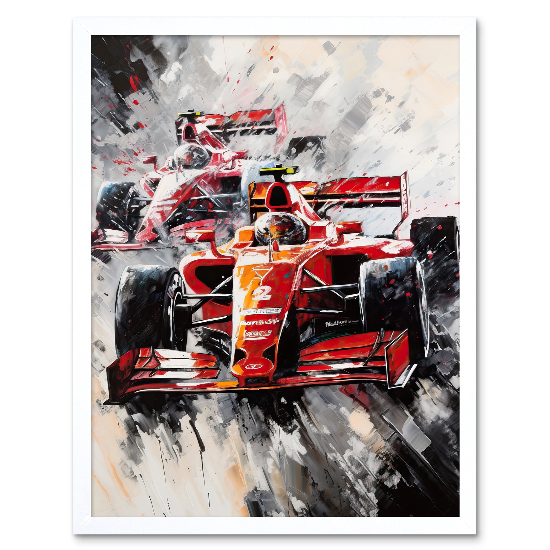 Grand Prix Track Circuit Cars Racing Paint Splat Art Print Framed ...