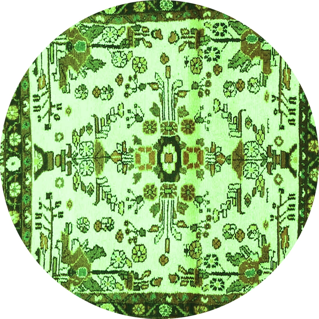 Ahgly Company Indoor Round Animal Green Traditional Area Rugs, 6' Round ...