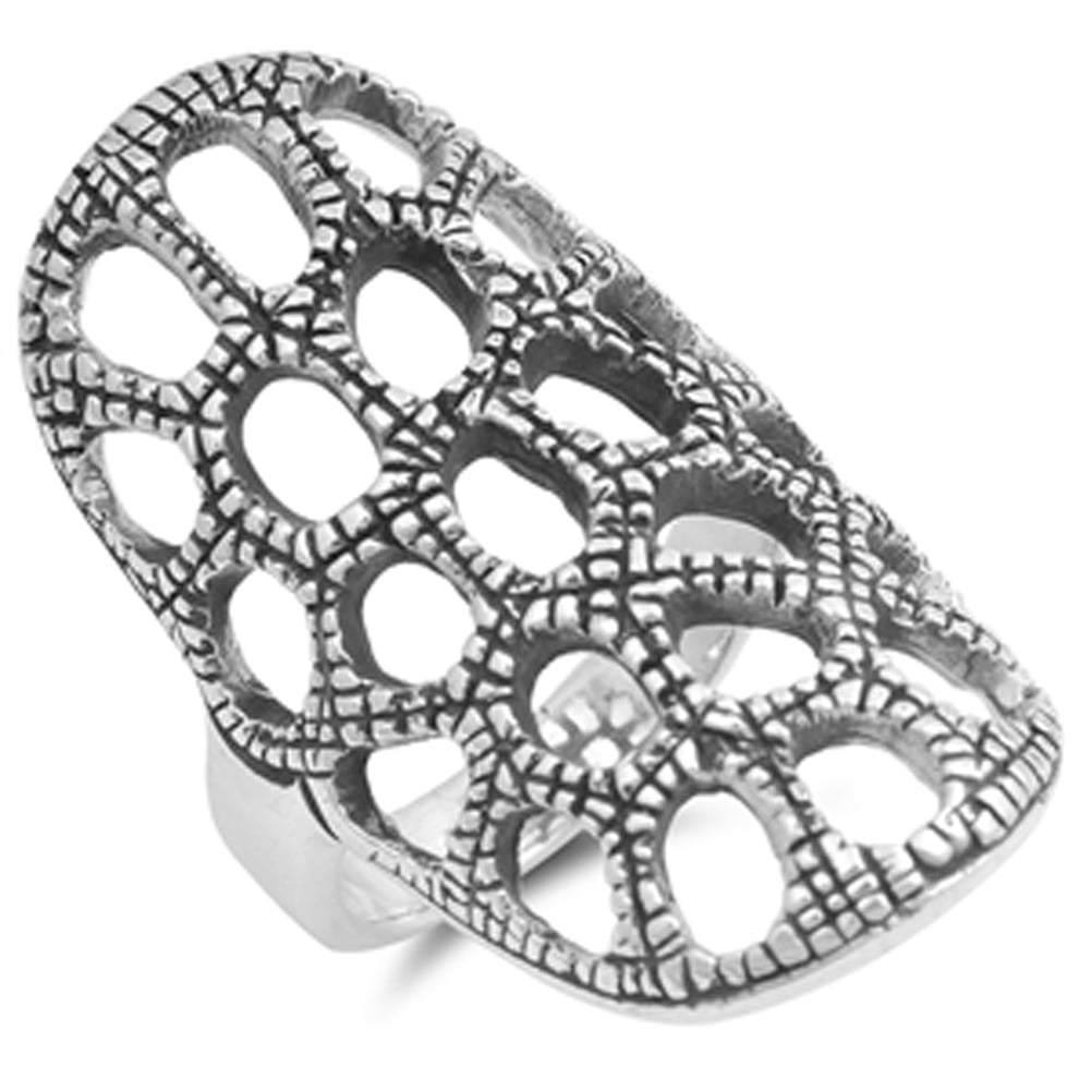 Oxidized Wide Long Filigree Ring 925 Sterling Silver Band Jewelry ...