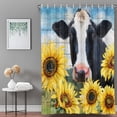 Bathroom Shower Curtain Vintage Farm Cow and Sunflower Waterproof ...
