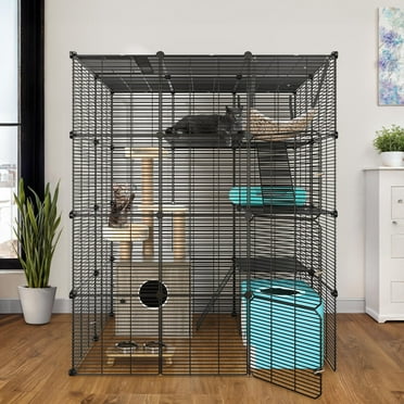 Dextrus Extra Big 4-Tier Indoor Cat Cage with Large Hammock, Perfect ...
