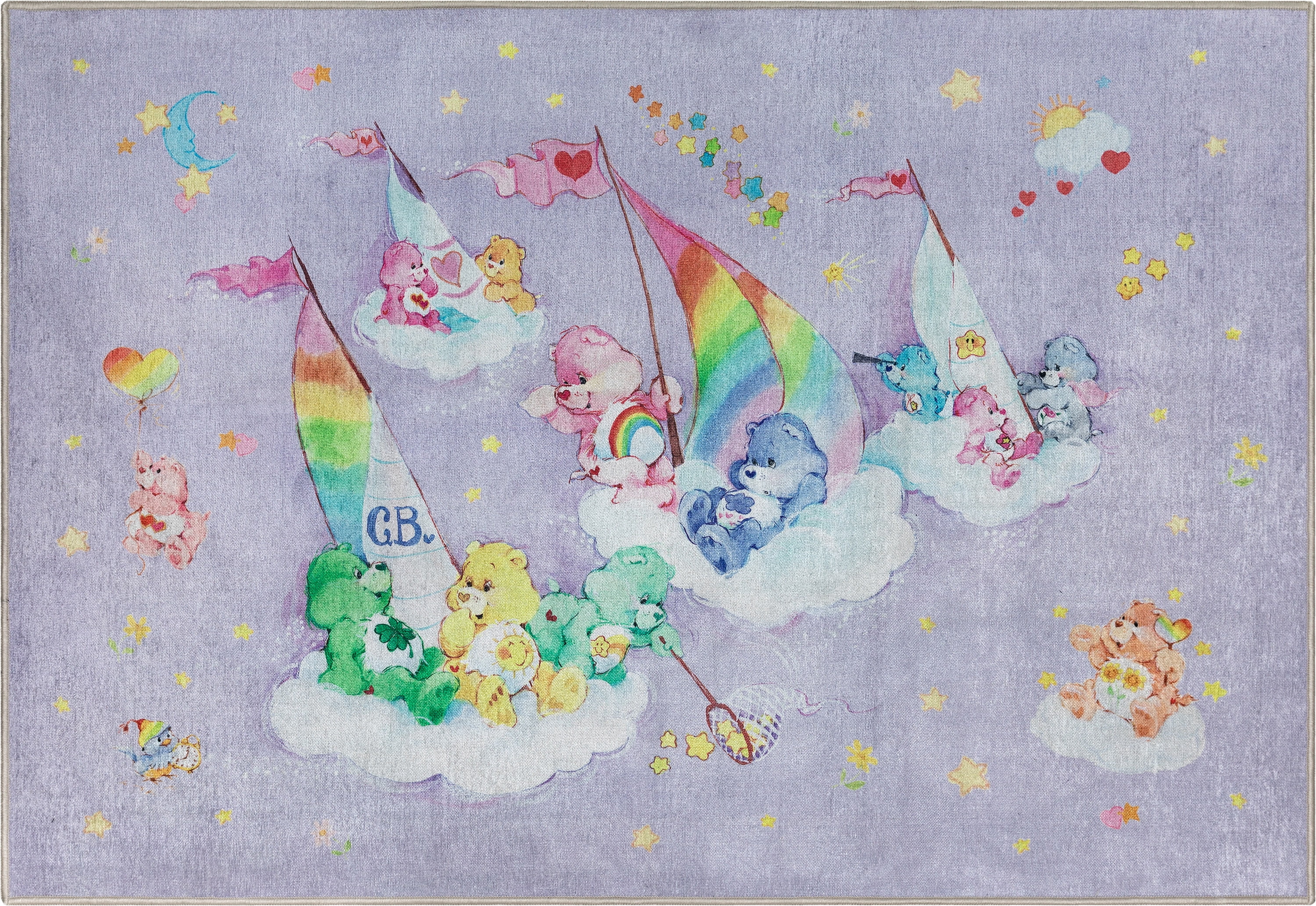 Care Bears Sailing On Clouds 5' x 7' Lavender Area Rug by Well Woven ...