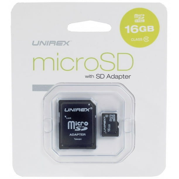 Unirex MicroSD High Capacity Card 16GB Class 6 with SD Adapter ...