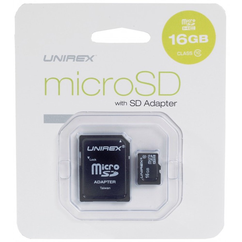 Unirex MicroSD High Capacity Card 16GB Class 6 with SD Adapter ...