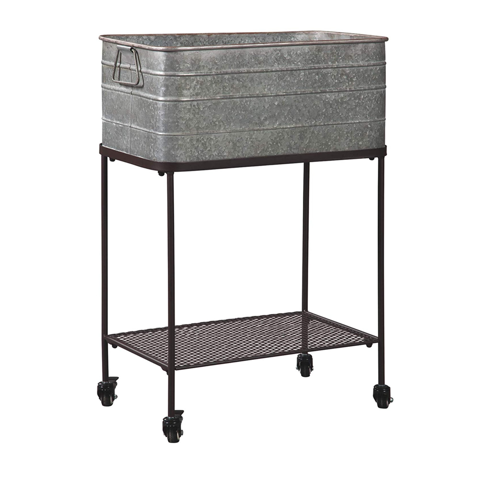 "Tina rectangular de metal para bebidas con soporte y estante de ...