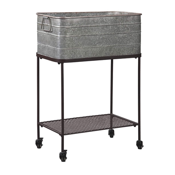 "Tina rectangular de metal para bebidas con soporte y estante de ...