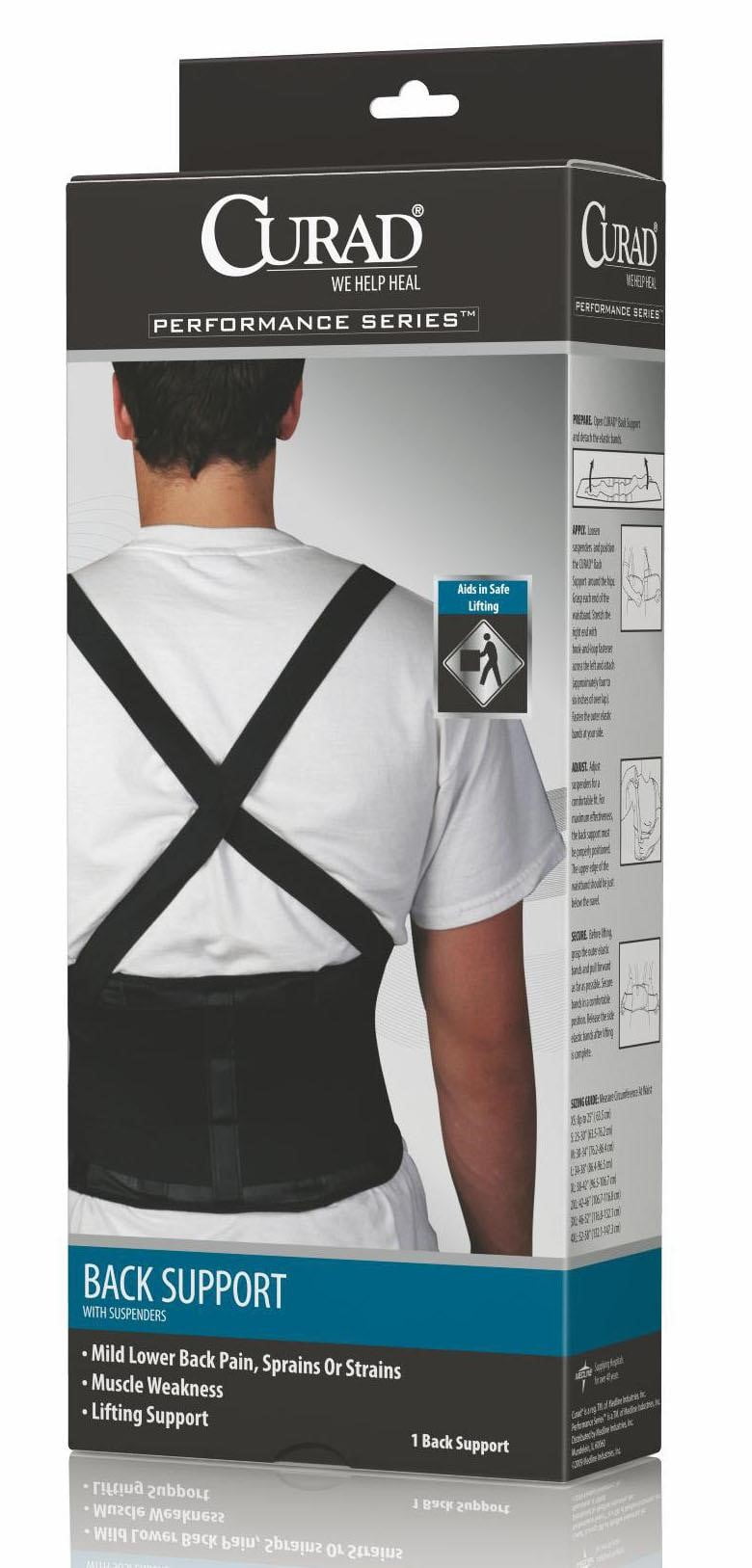 Curad Back Support with Suspenders, Black, 3X Large - Walmart.com ...