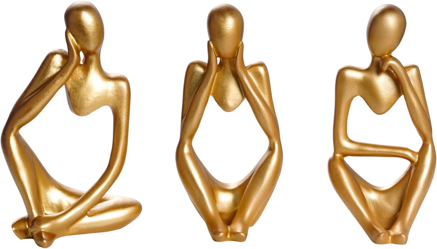RuiCredibility 3Pcs The Thinker Statue Abstract Sculpture Mini Gold ...