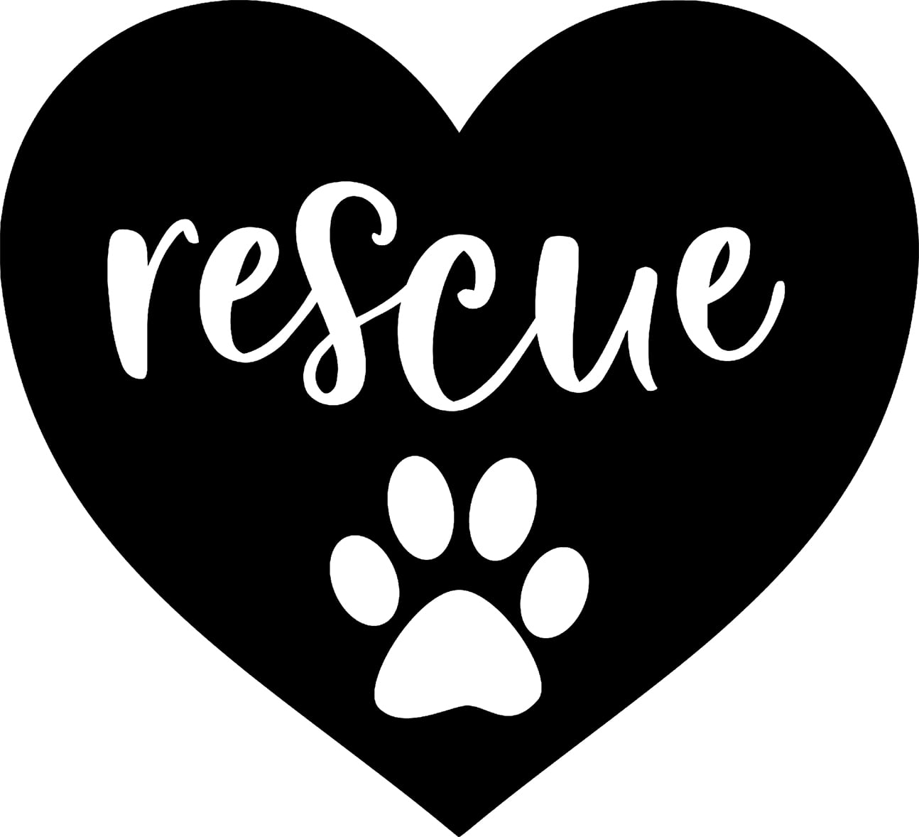 Love Rescue Dog Paw Print Heart Animals Wall Decals for Walls Peel and ...