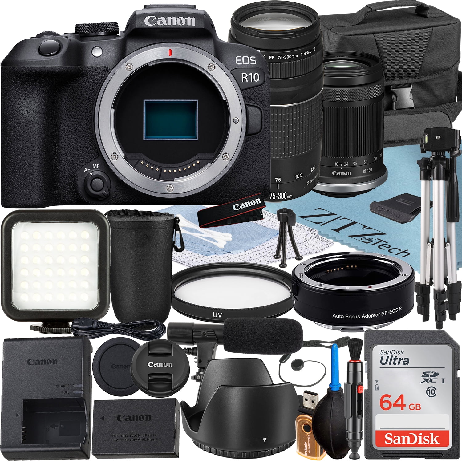 Canon EOS R10 Mirrorless Camera with RF-S 18-150mm + EF 75-300mm Lens ...