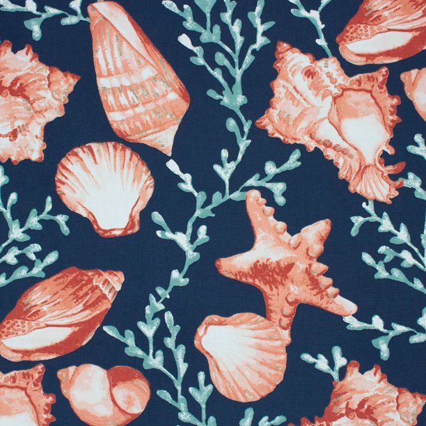 Better Homes & Gardens 100% Cotton Shells & Reef Coral Blue, 2 Yard ...