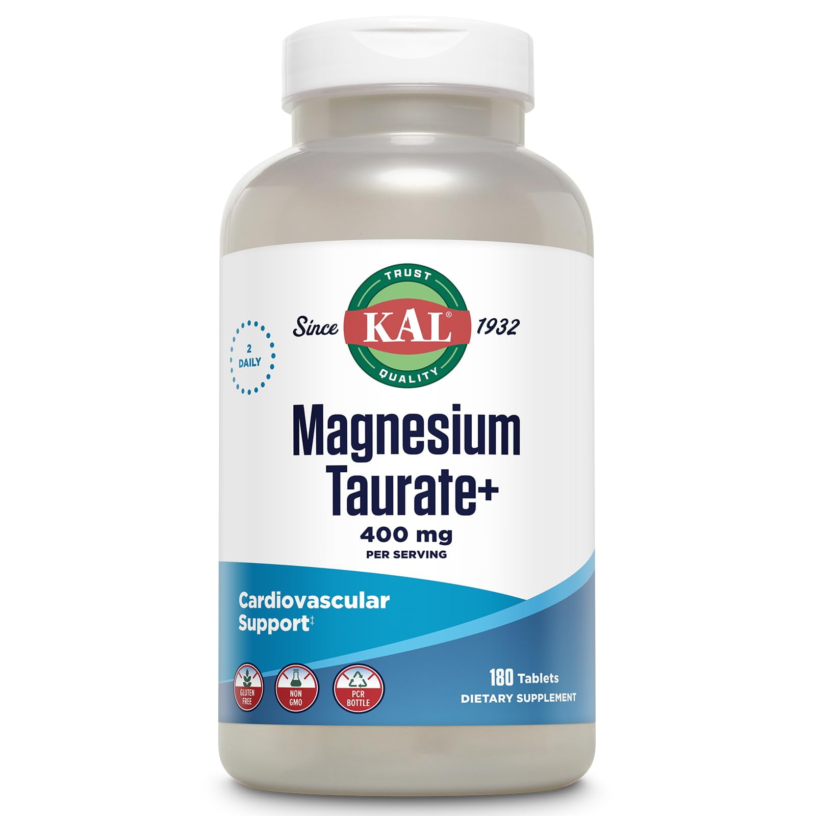 Suplemento KAL de taurato de magnesio 400 mg con coenzima B6 180 ...