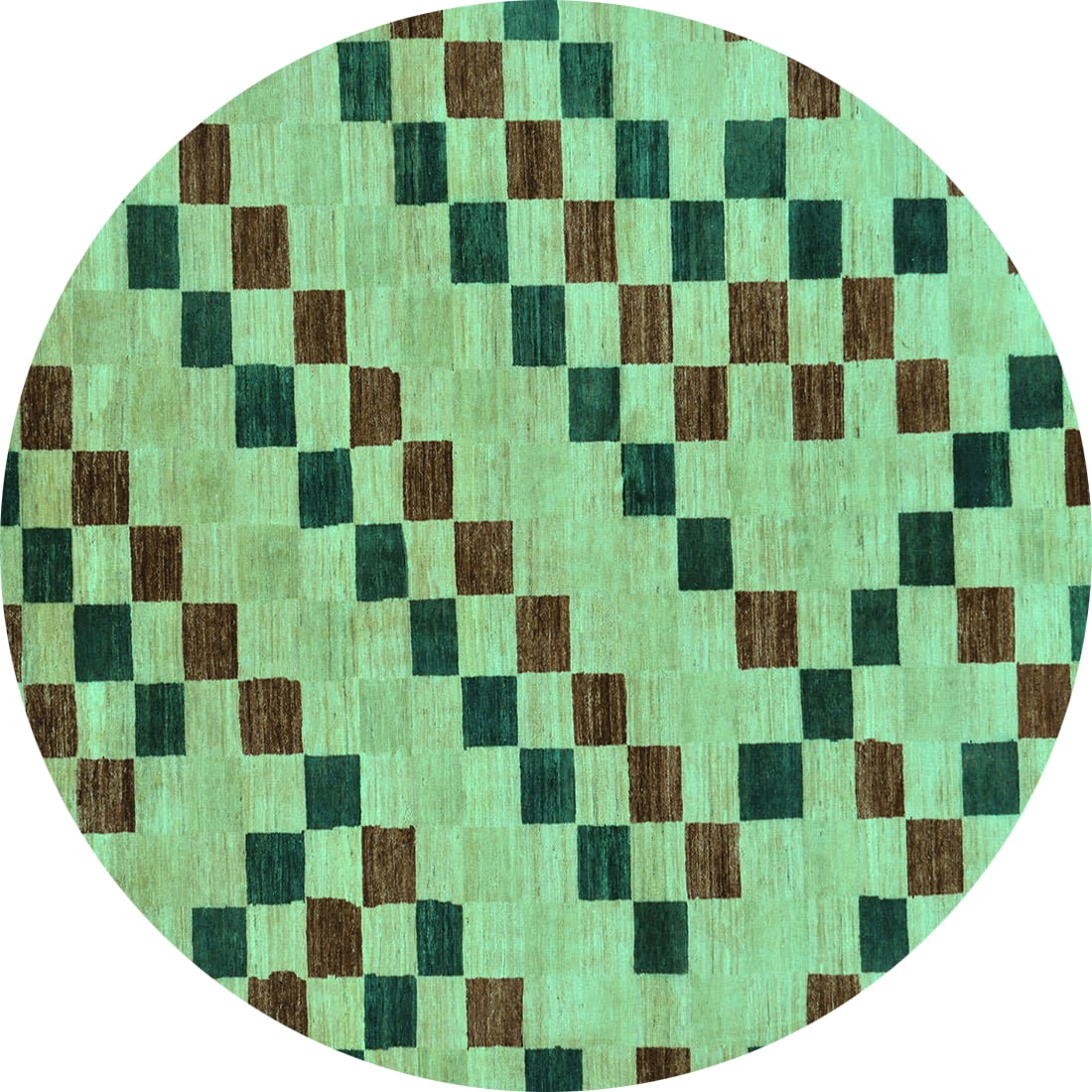Ahgly Company Indoor Round Checkered Turquoise Blue Modern Area Rugs, 6 ...