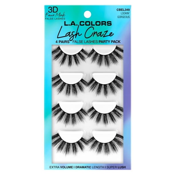 L.A. COLORS Eyelash, Lash Craze, Lookin' Gorgeous, 4 pairs - Walmart.com