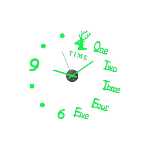 Langgg Luminous Wall Clock Stickers DIY Frameless Digital Clocks for ...