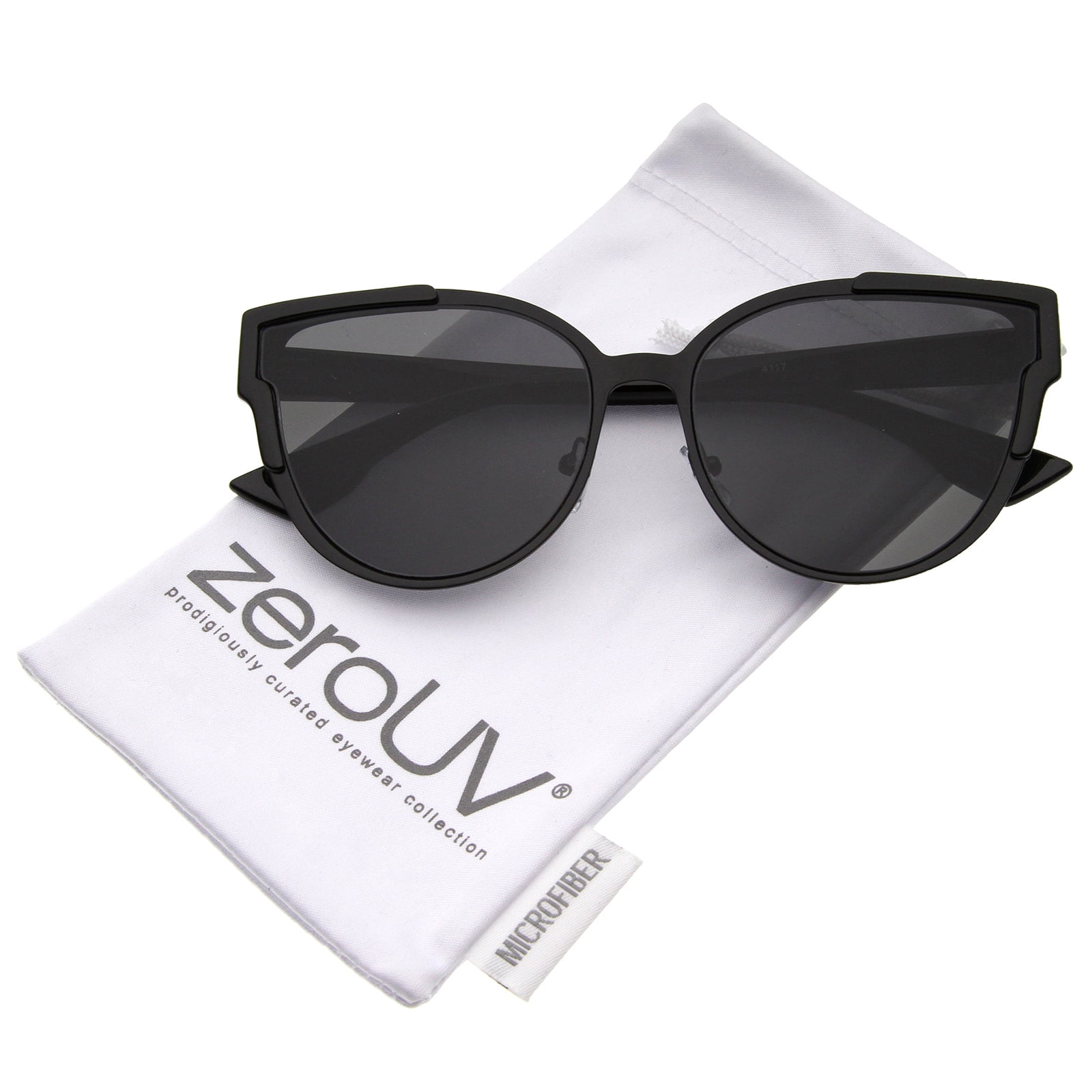 Zerouv Female Womens Semi Rimless Metal Frame Flat Lens Cat Eye