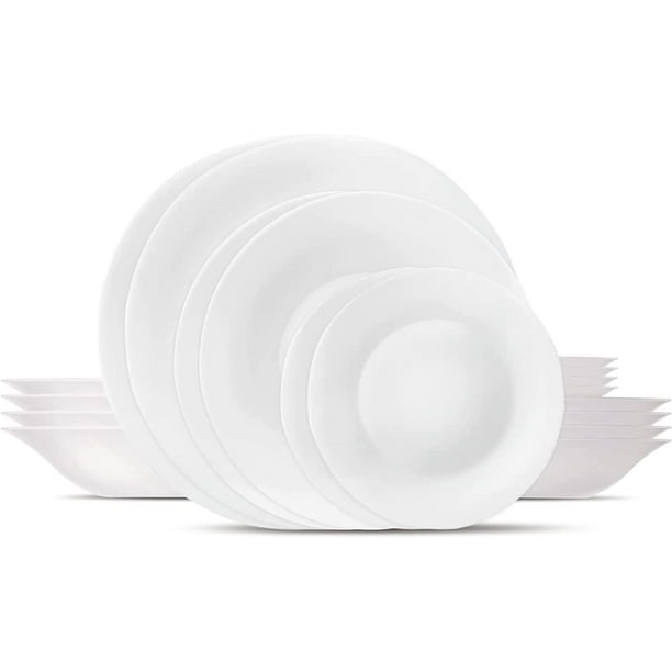 Bormioli Rocco 18 piece White Moon Dinnerware, Sets For 6, Tempered ...