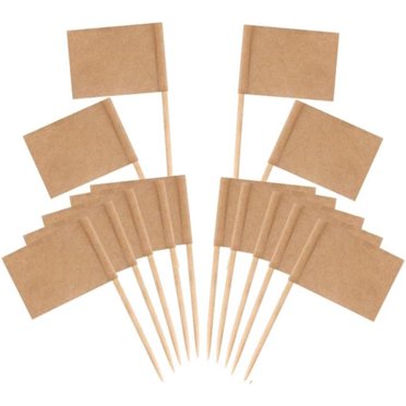 BLUE TOP 50 Pieces Cupcake Picks Blank Toothpick Flags Cake Toppers ...