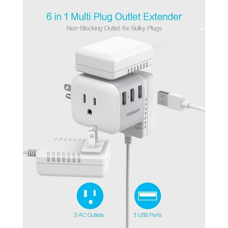 Mini USB Cube Multi Plug Outlet Extender 2 Outlet Small Power Strip ...
