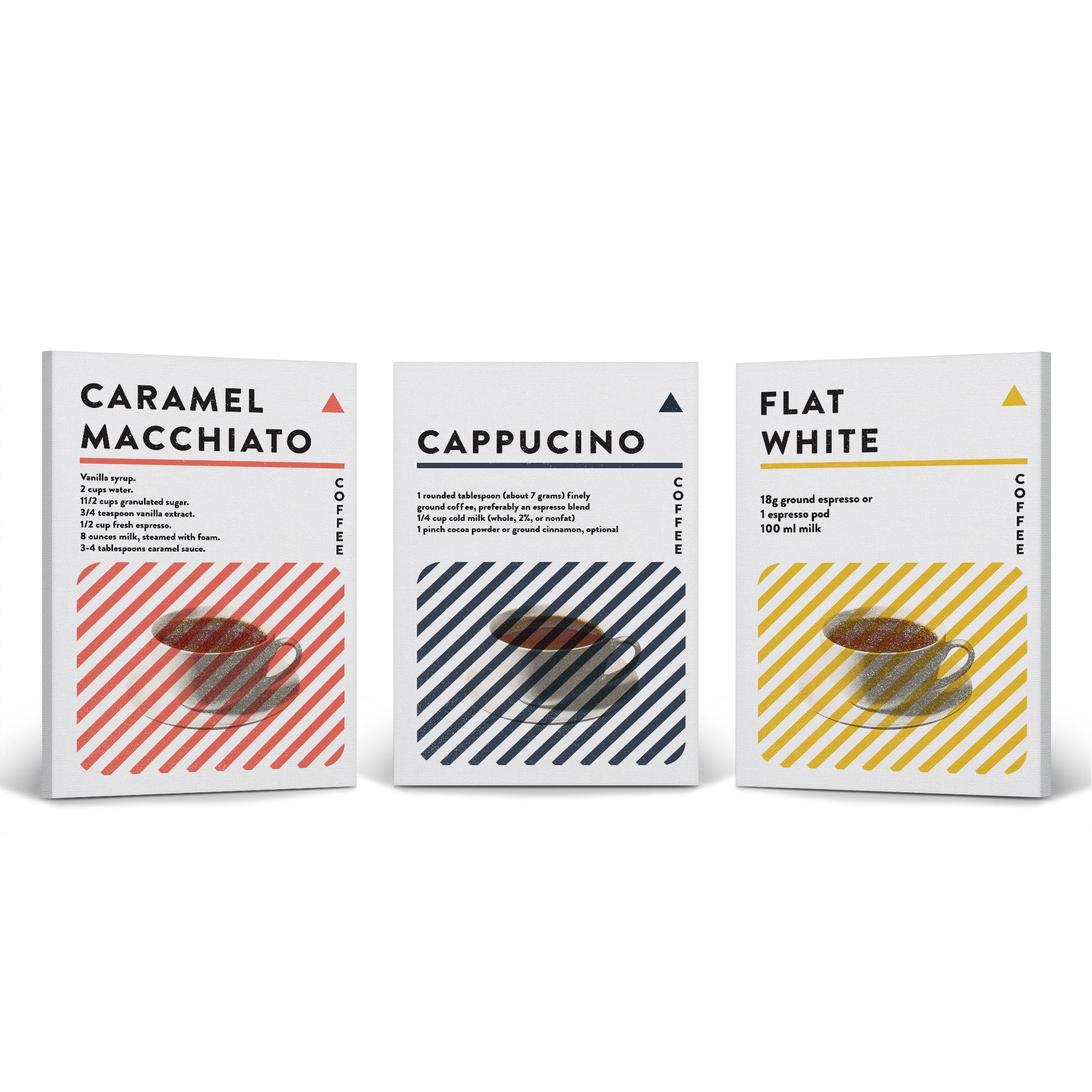 Smile Art Design Coffee Ingredients 3 Panel Canvas Print Set Coffee ...