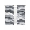Abstract Stripe Ocean Wave Chiffon Sheer Curtains 63 Inches Long Black ...
