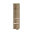 Pemberly Row Tall Open Storage 5 Shelf Bookcase in Hickory and White ...