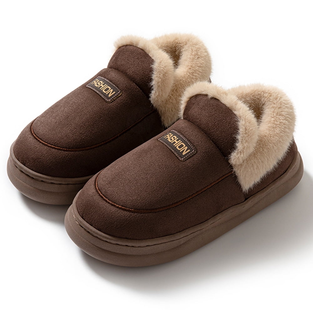 Zapatos casa plataforma Mujer Hombre Cálido Cómodo para interior (Café ...