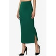 Themogan Womens S~3x Side Slit Ponte Knit High Waist Mid Calf Long
