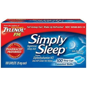 Simply Sleep Non-Habit Forming Nighttime Sleep Aid Caplets, 100 Count ...