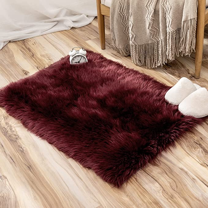 Rosnek Fluffy Rug Soft Shaggy Faux Fur Area Rug Luxury Plush Rectangle ...