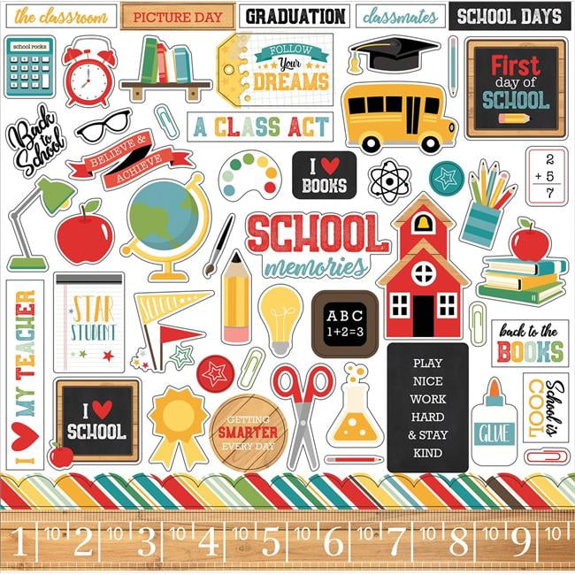 Back To School Cardstock Stickers 12"X12"-Elements - Walmart.com ...