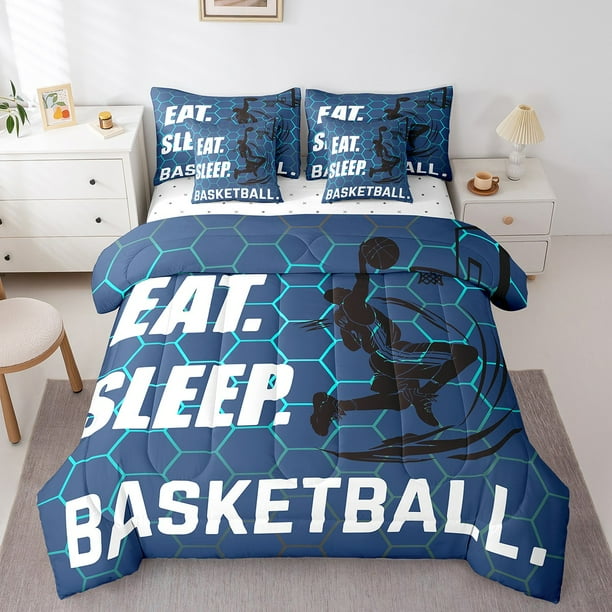 YST 7 Pcs Basketball Comforter Set Twin Size,Eat Sleep Basketball Bed ...