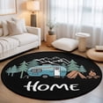 Camper 4FT Round Area Rugs Home Mountain Pine Trees Tent Forest Rustic ...