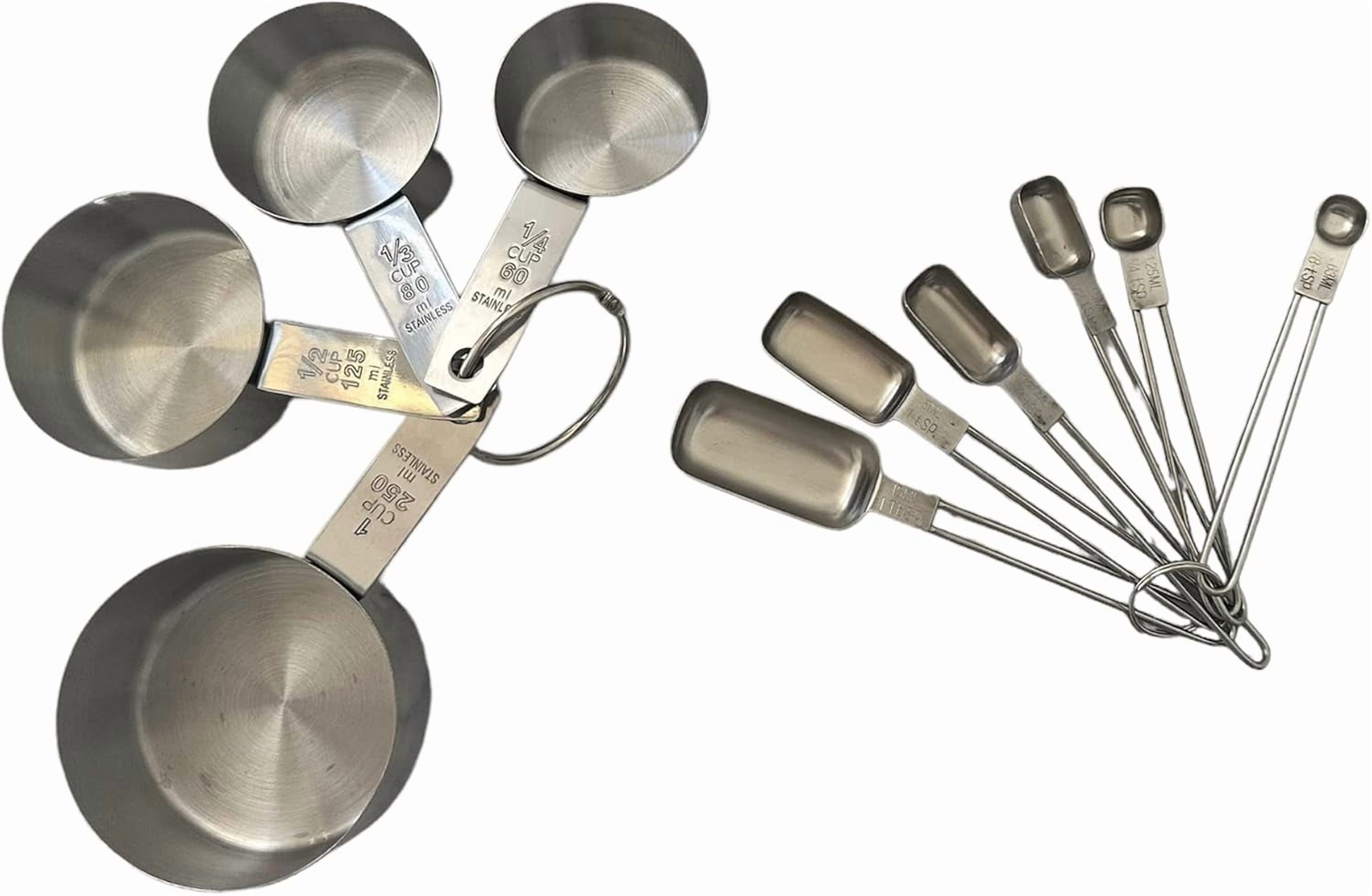 wqlpp-Stainless Steel Measuring Cup and Spoon Set, 1/8 TSP to 1 Cup, 10 ...