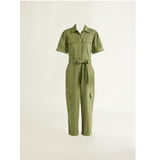 Free Assembly women's Cargo Jumpsuit - Puff Shoulder Design - Walmart.com