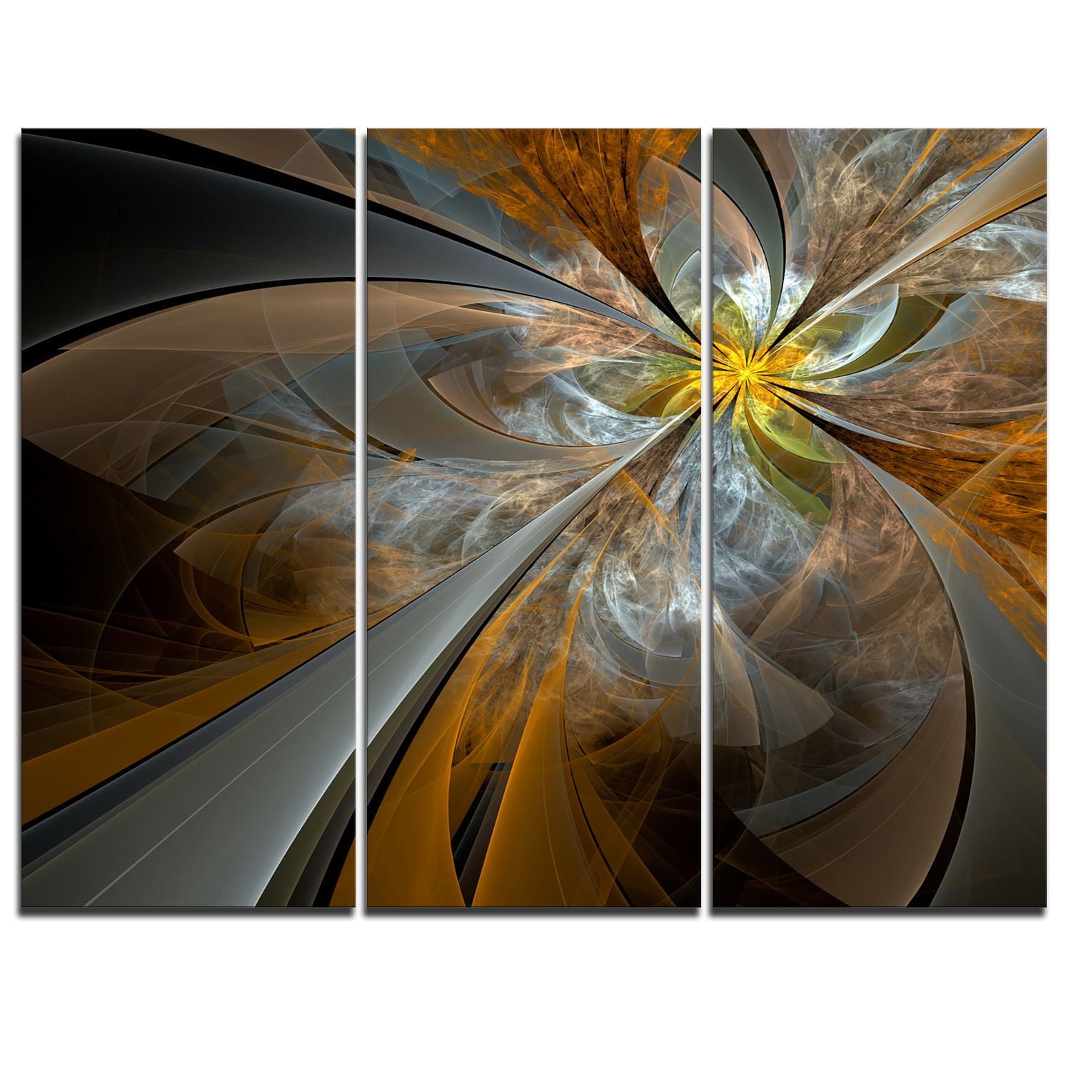 Click here for Designart Design Art Symmetrical Yellow Fractal Fl... prices