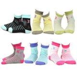TeeHee Girls' Non-Slip Cotton Crew Socks 18 Pair Pack with Gift Box for ...