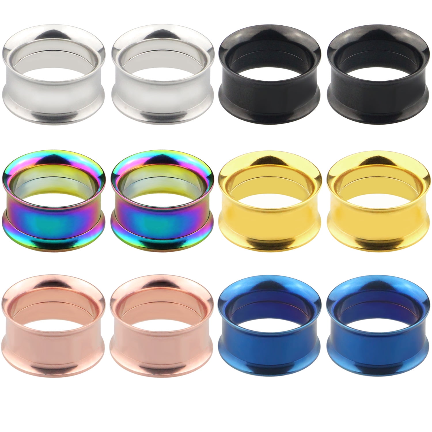 Expansor de oreja de acero inoxidable con doble cuerno y perforaciones ...