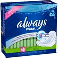 Always Maxi Size 2 Long Super Pads with Wings, Unscented, 45 Count ...