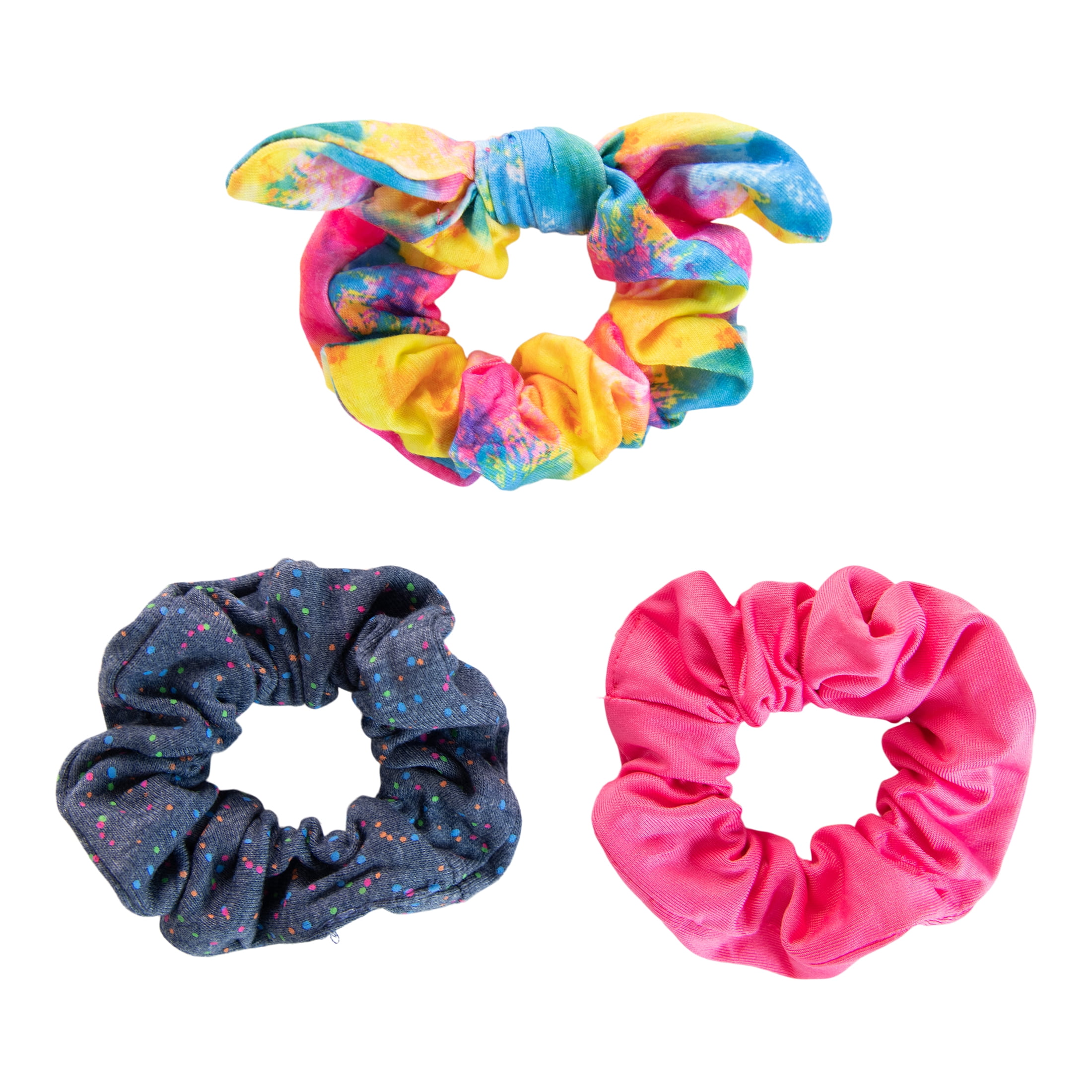 Scunci Original Scrunchies in Pink, Grey Print, and Tie-Dye, Perfect ...